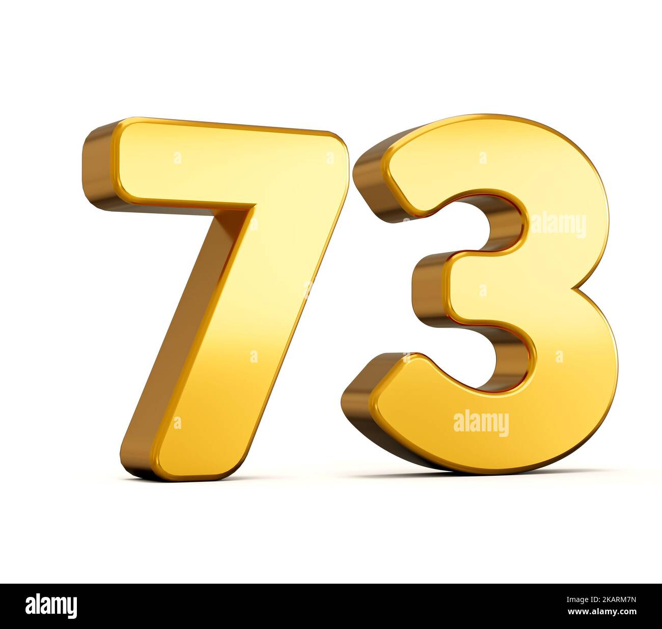 3d illustration of golden number seventy three or 73 isolated on white ...