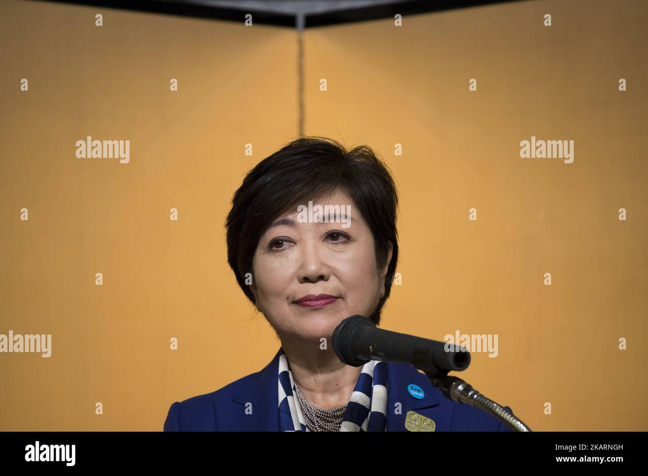 Tokyo Governor Yuriko Koike delivers her speech during the Project ...