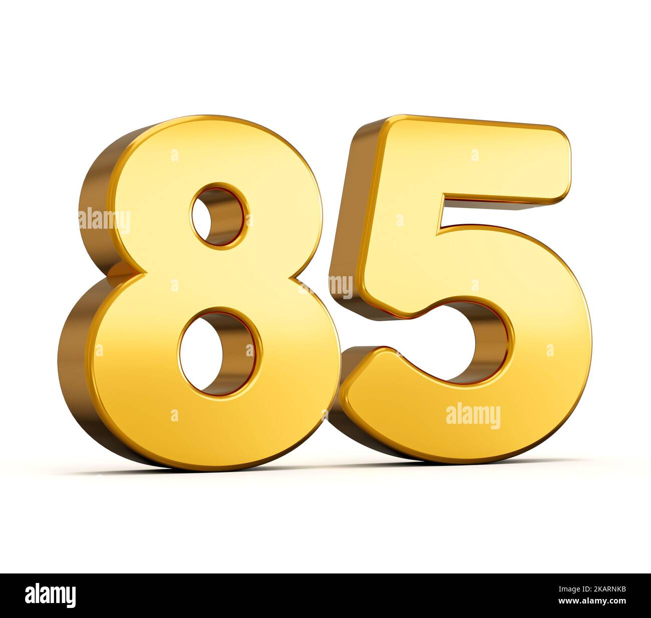 3d illustration of golden number Eighty five or 85 isolated on white ...