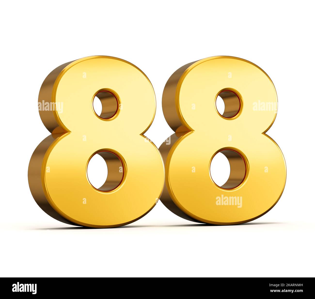 3d illustration of golden number Eighty eight or 88 isolated on white ...