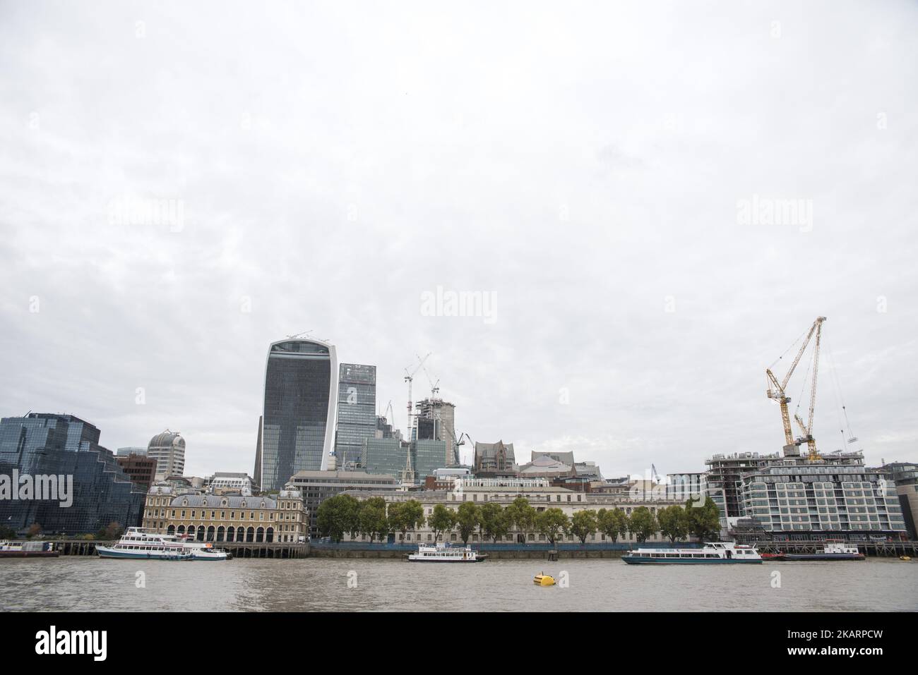 View of the City of London's skyscrapers from the Southbank, London on ...