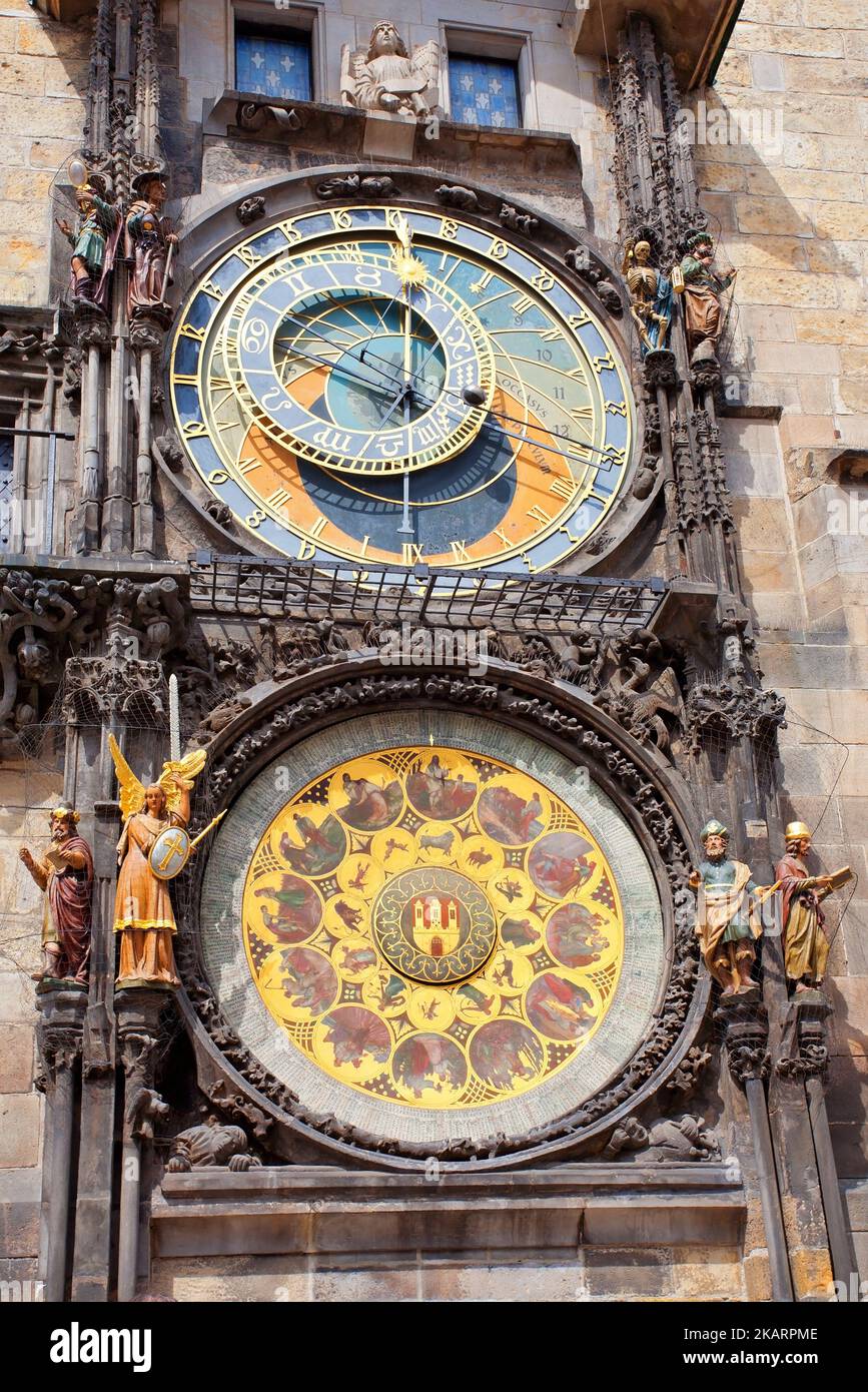 Astronomical Clock on Old Town Hall, Old town of Prague, Czech Republic ...