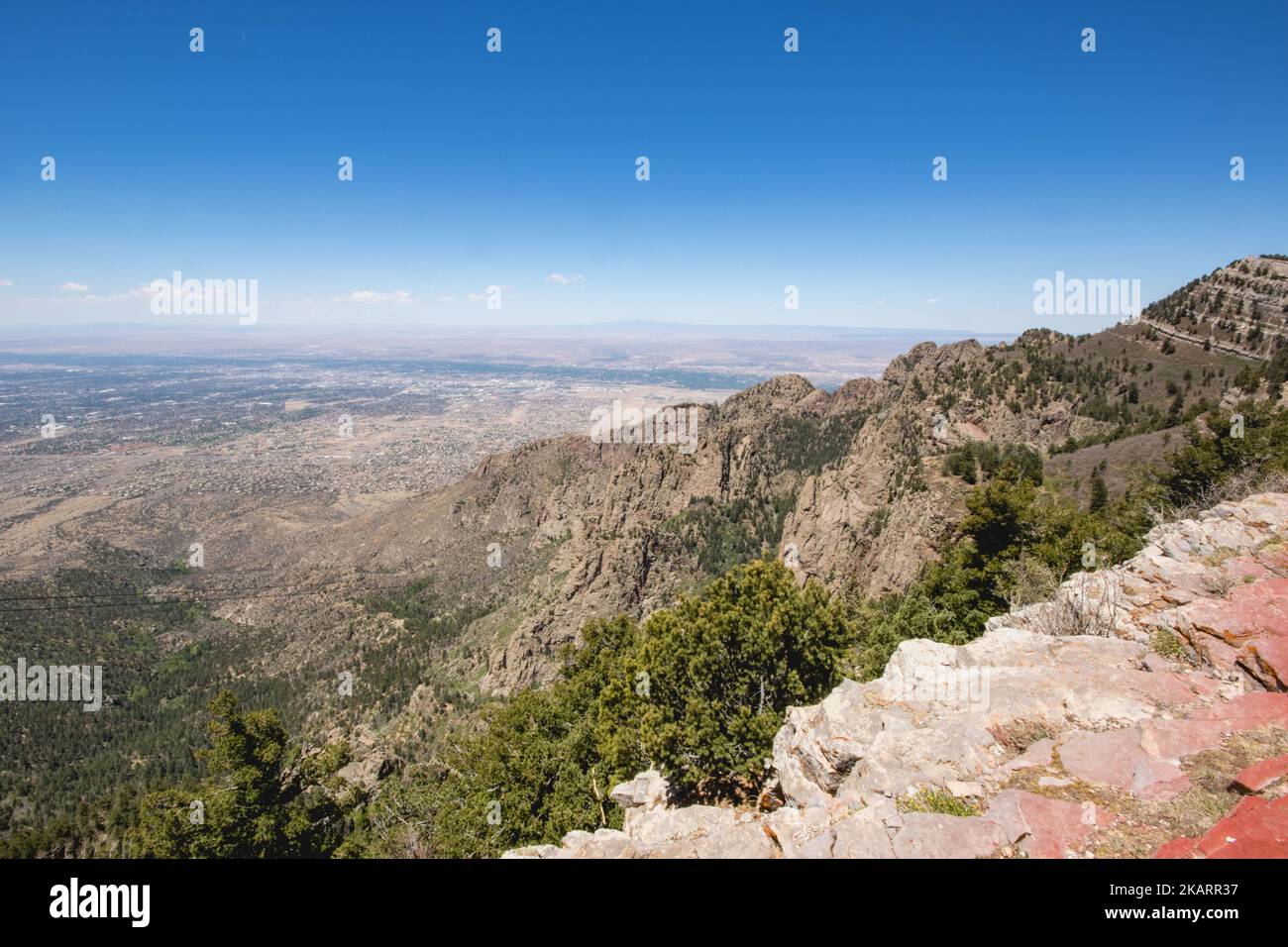 A scenic view of Sandia Peak in Albuquerque, New Mexico, in blue sky ...