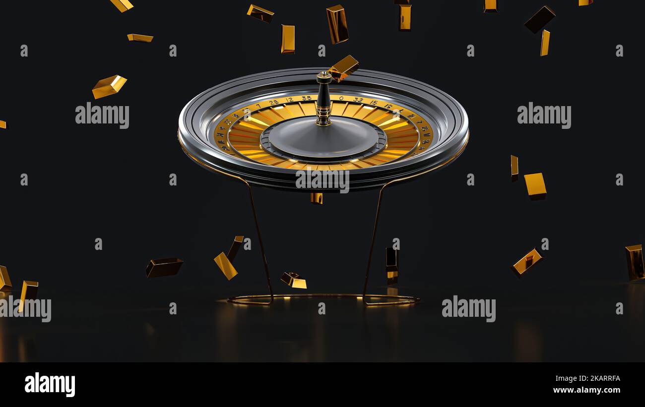 Roulette wheel and poker chips, casino modern black and golden isolated ...