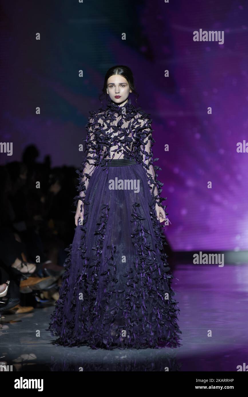 A model showcasing designer STEPHAN CARAS's collection on day three of ...