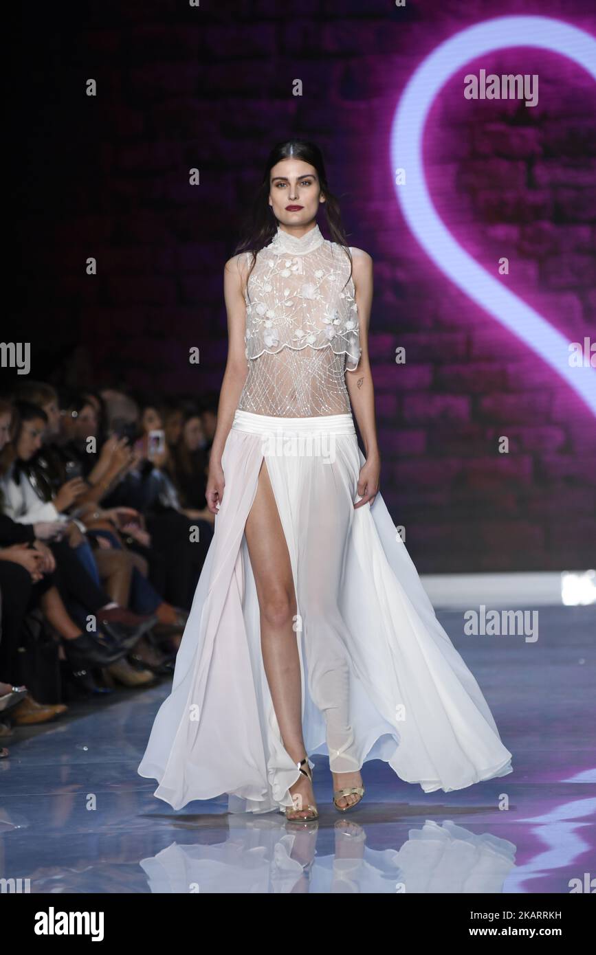 A model showcasing designer STEPHAN CARAS's collection on day three of ...