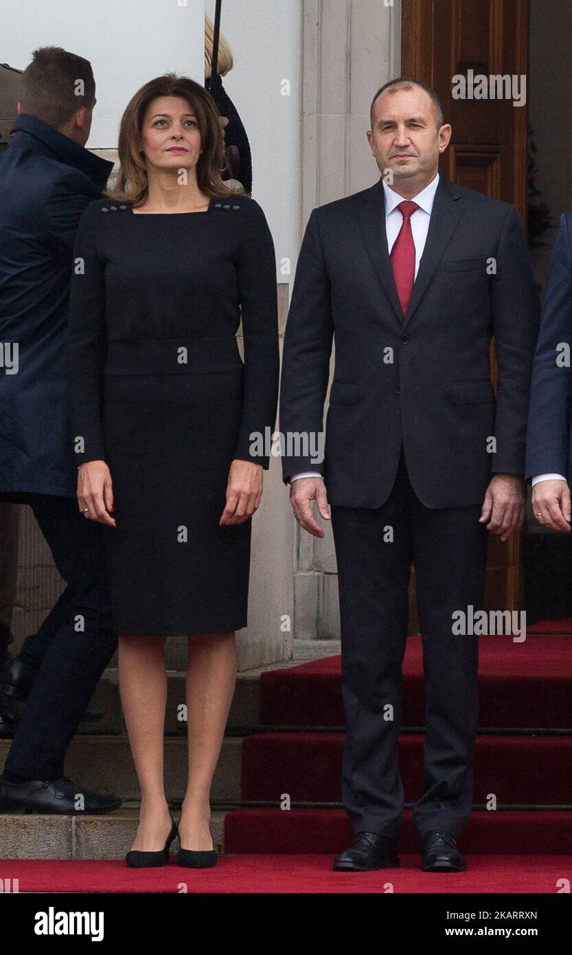 Bulgarian President Rumen Radev and his wife Desislava Radeva pose ...
