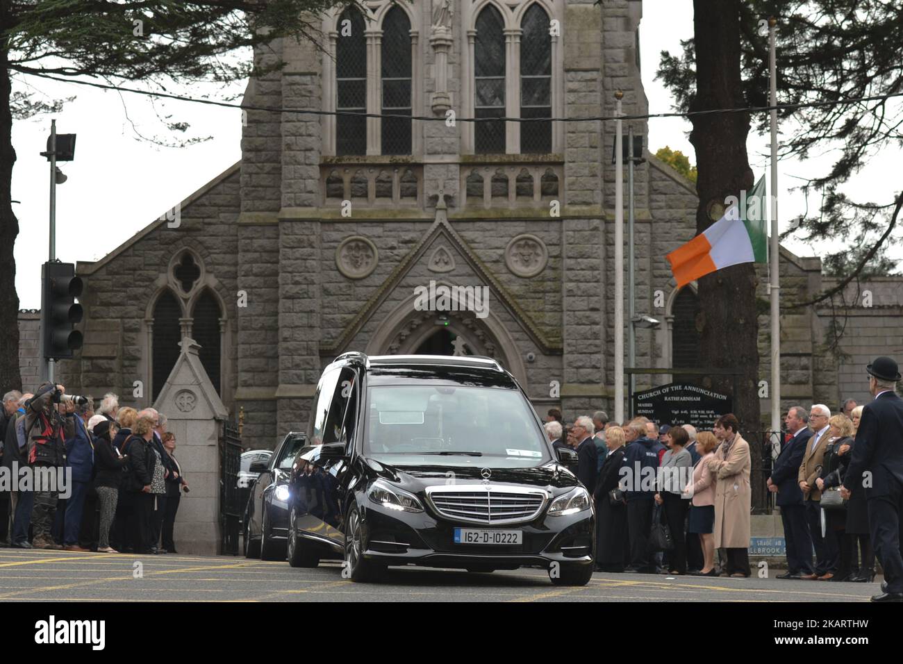 The coffin of former Irish taoiseach Liam Cosgrave leaves the Church of ...