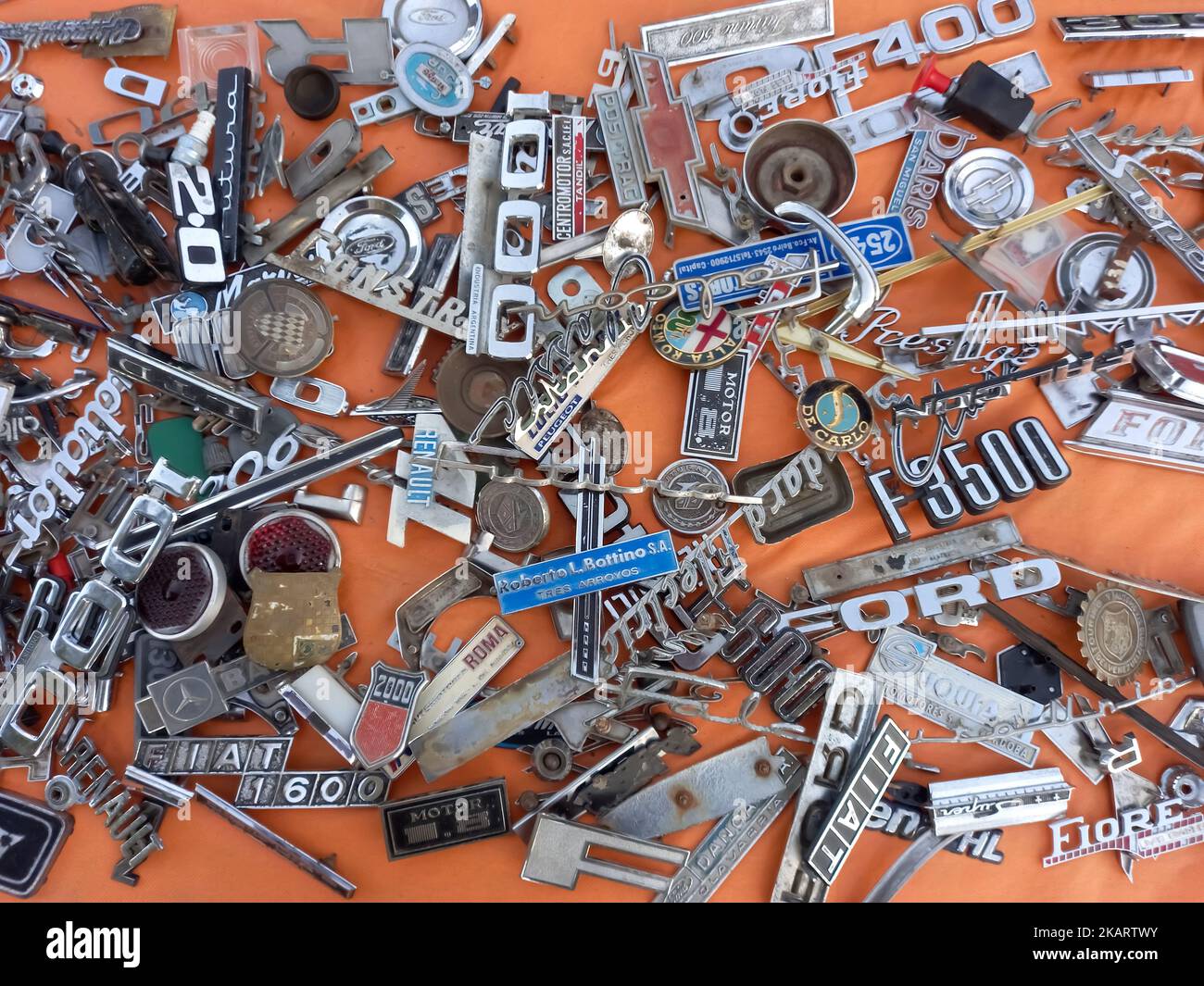 A top shot of the many car emblems Stock Photo - Alamy