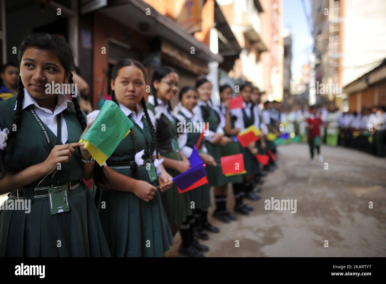 Students of Green Peace Co-Ed School welcoming Formal Living Goddess ...