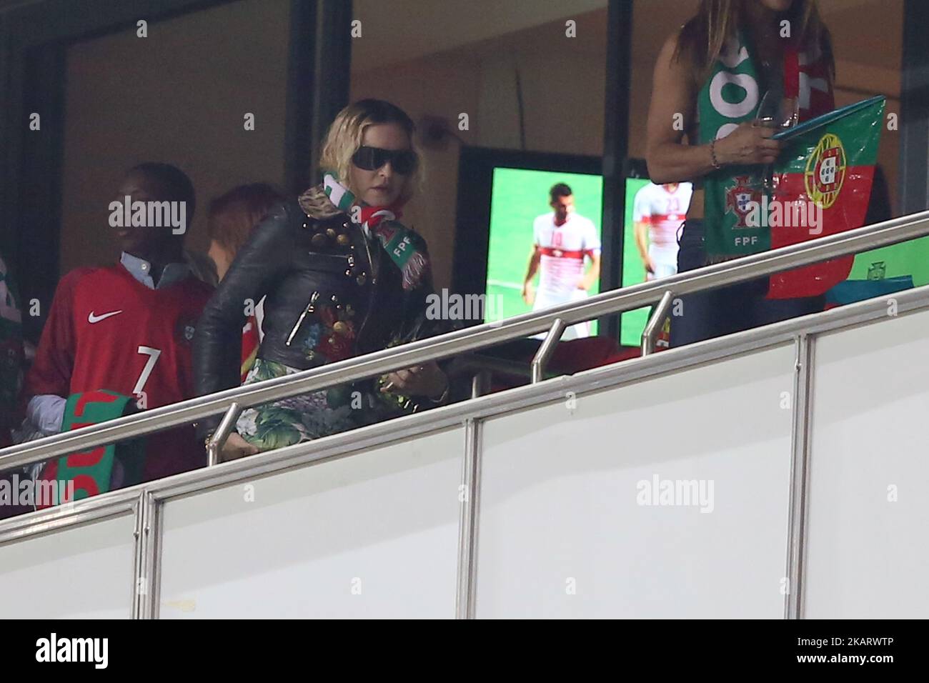 US singer Madonna attends the 2018 FIFA World Cup qualifying football ...