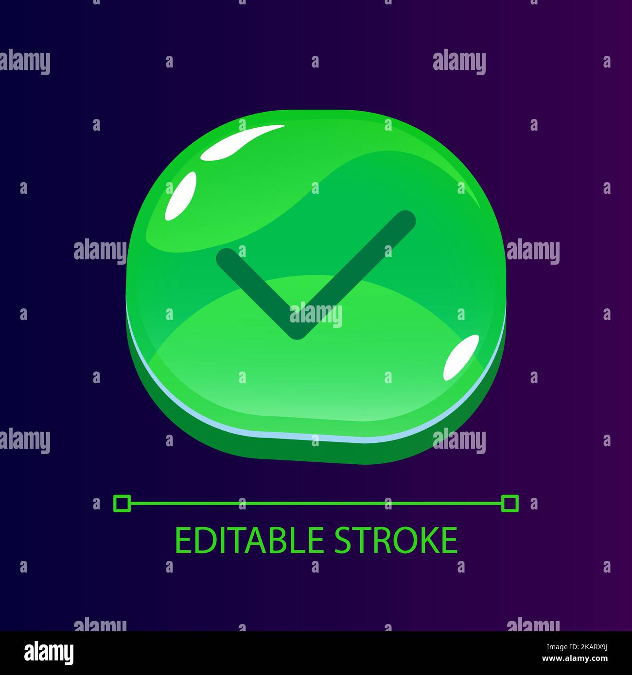 Tick glossy ui button with linear icon Stock Vector Image & Art - Alamy