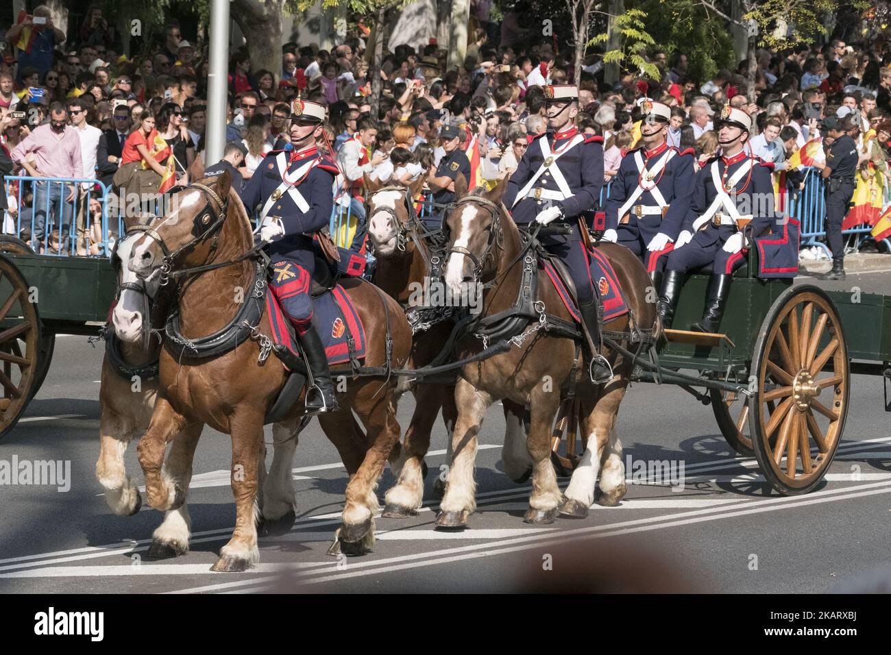 Soldiers take part in the Spain's National Day military parade at ...
