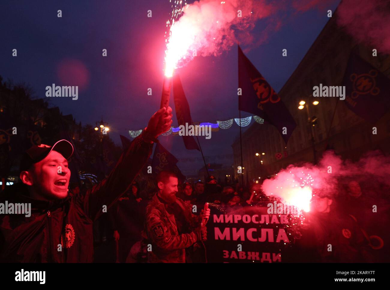 Activists and supporters of Ukrainian far right nationalist parties ...