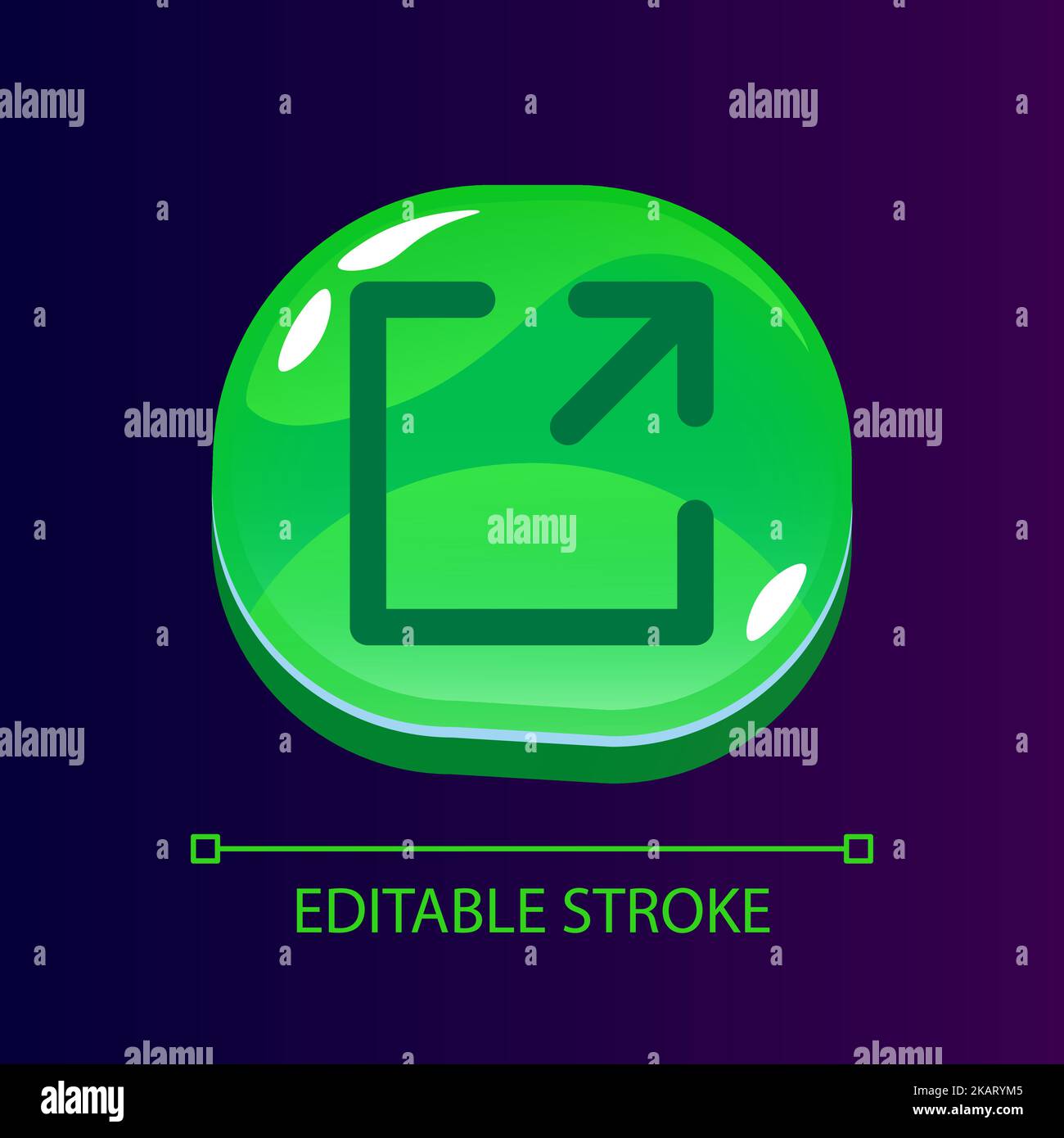 Size Expand Glossy Ui Button With Linear Icon Stock Vector Image And Art