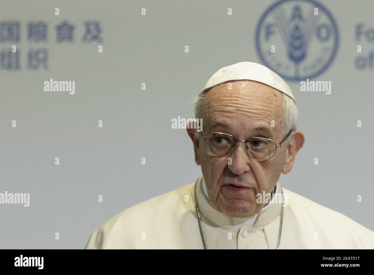 Pope Francis attends the World Food Day at the United Nations Food and ...
