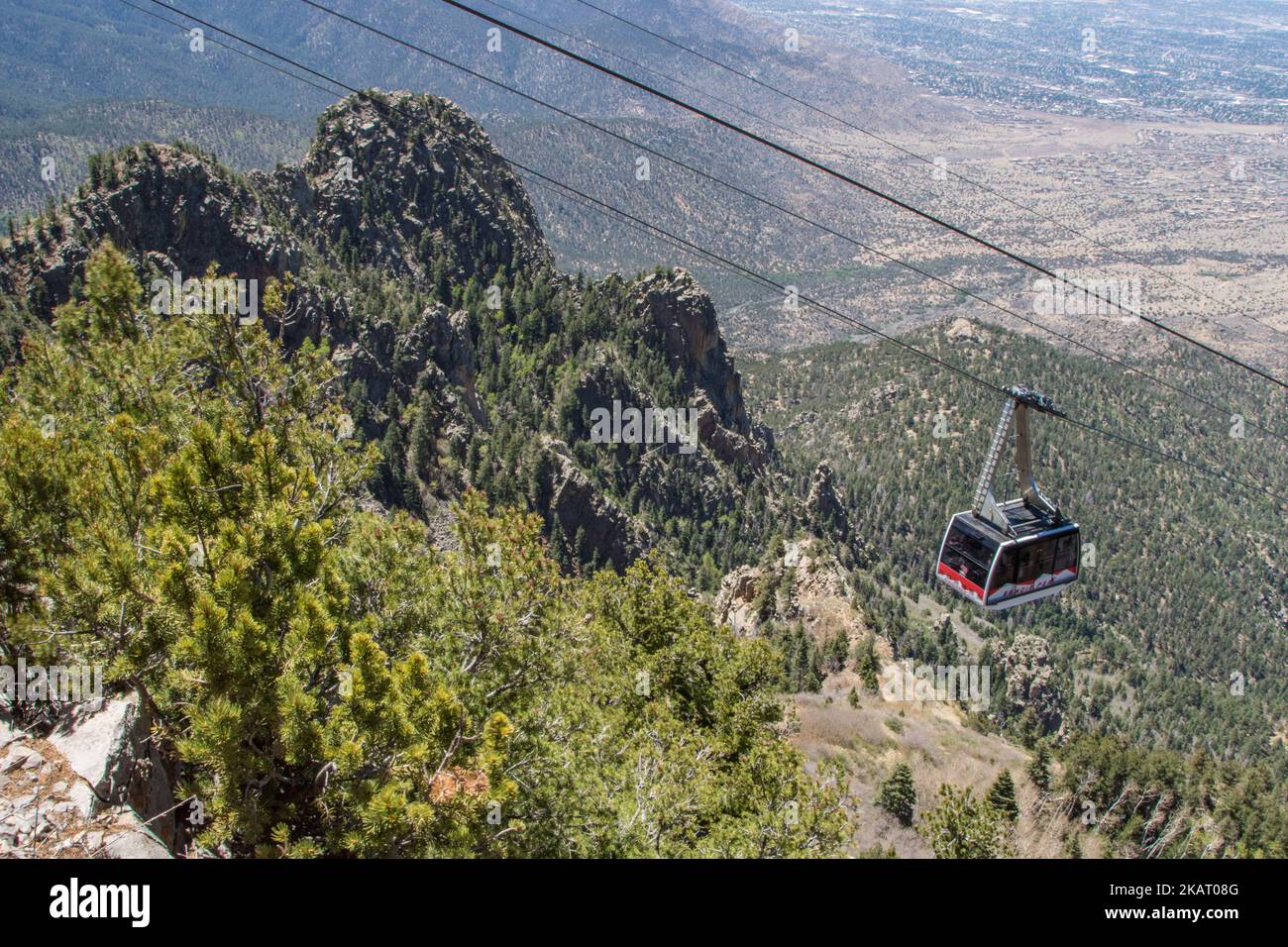 An aerial view of Sandia Peak Tramway in Albuquerque, New Mexico, in ...