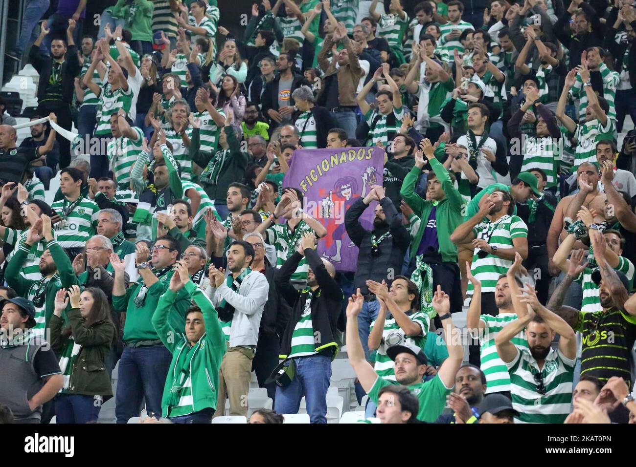 Fans of Sporting CP before the UEFA Champions League (Group D) football ...