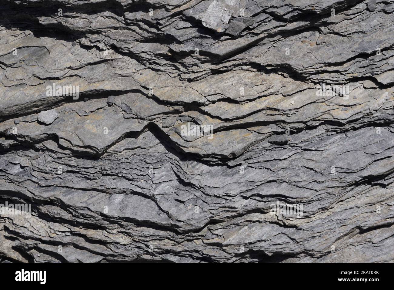 Layers of rock caught as close up view. Sedimentary rock known as ...