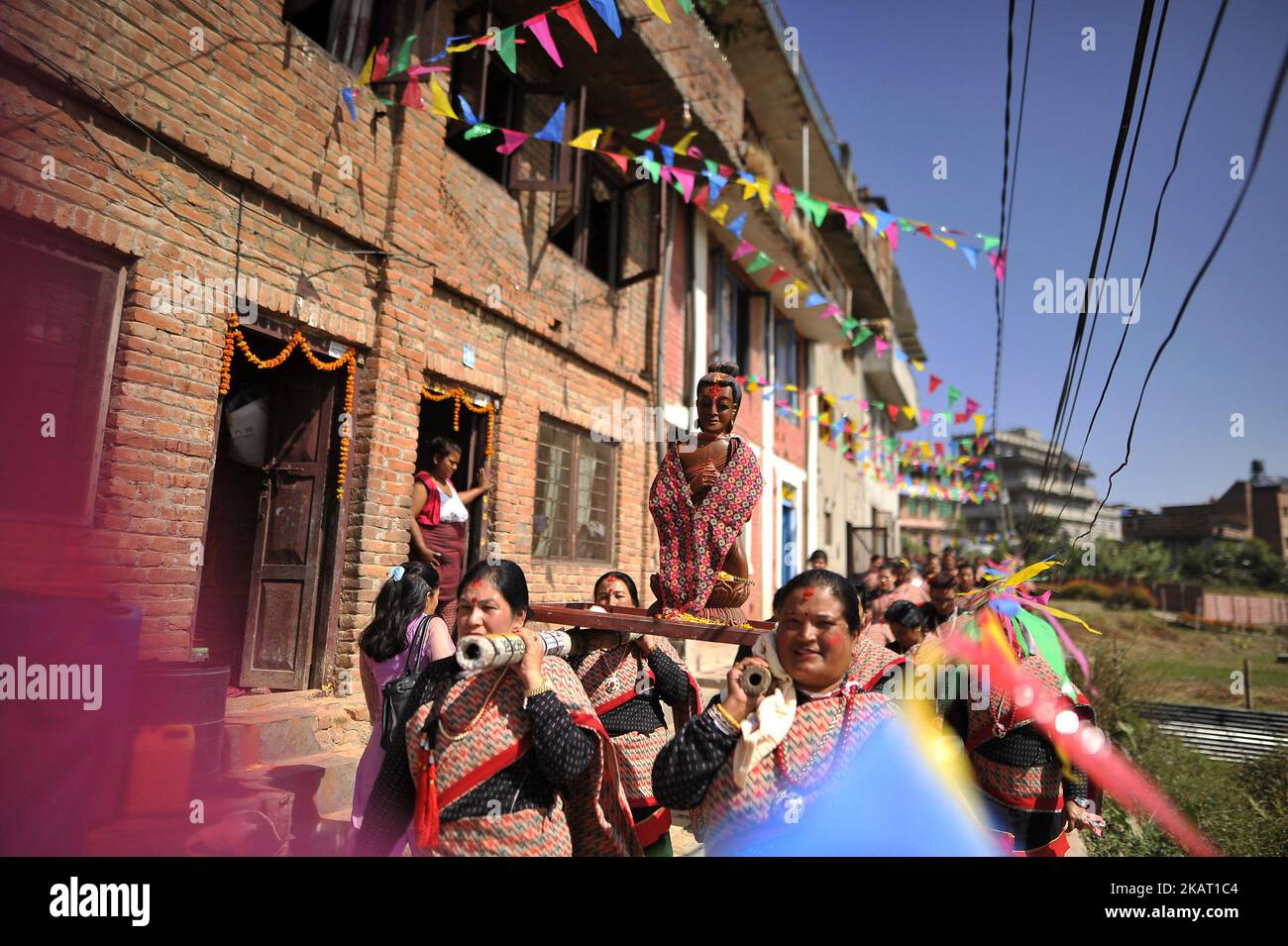Newari people carrying statue of Sankhardhar Sakwha (who is believed to ...