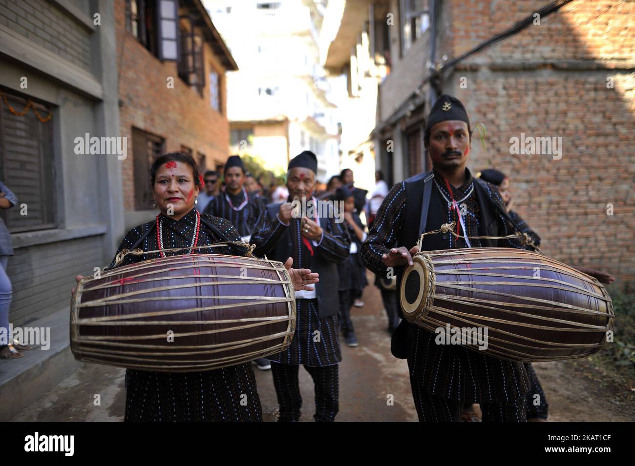 Newari People playing traditional instruments during Newari New Year ...