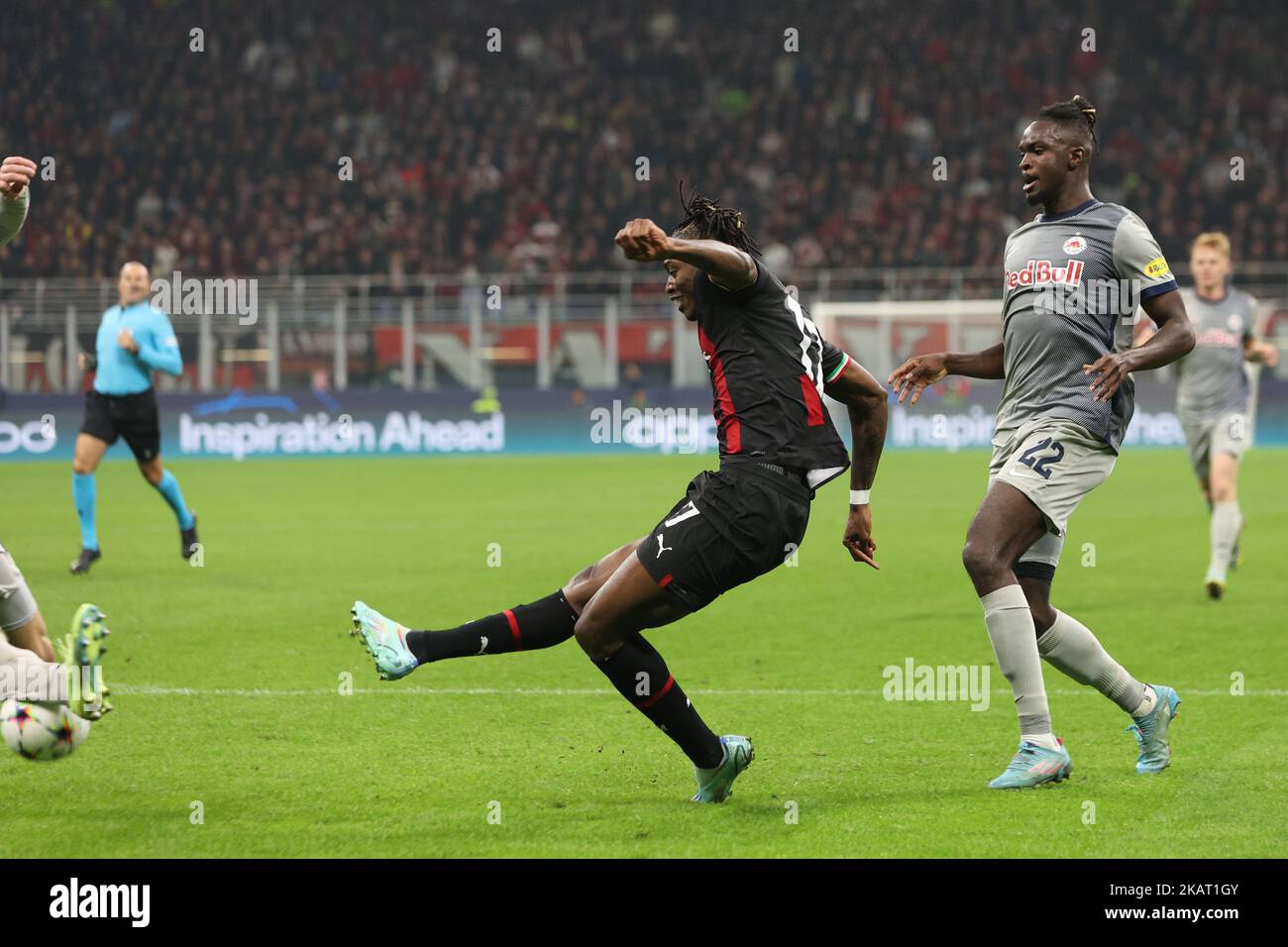 Milan, Italy. 2nd Nov, 2022. Italy, Milan, nov 2 2022: Rafael Leao (ac ...