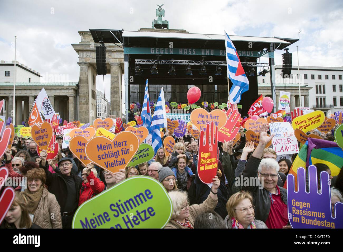 People attend the demonstration 'Against hatred and racism in Bundestag ...
