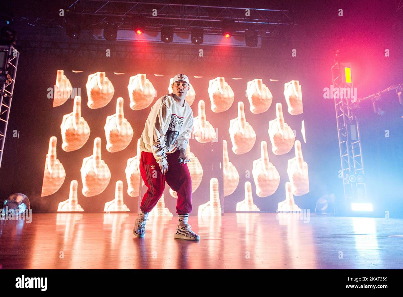 The Italian rapper Fabri Fibra (real name Fabrizio Tarducci) performs ...