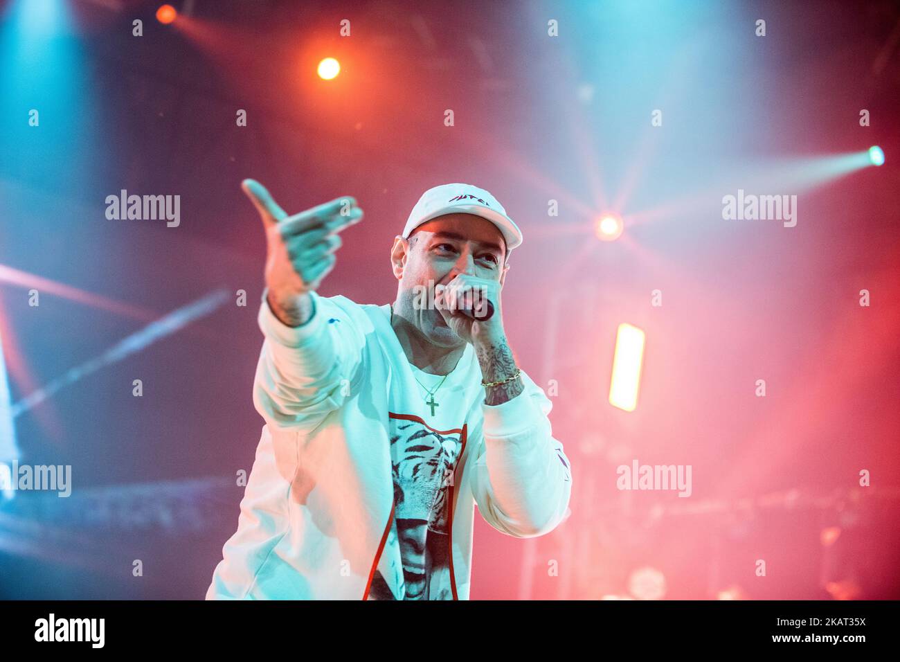 The Italian rapper Fabri Fibra (real name Fabrizio Tarducci) performs ...