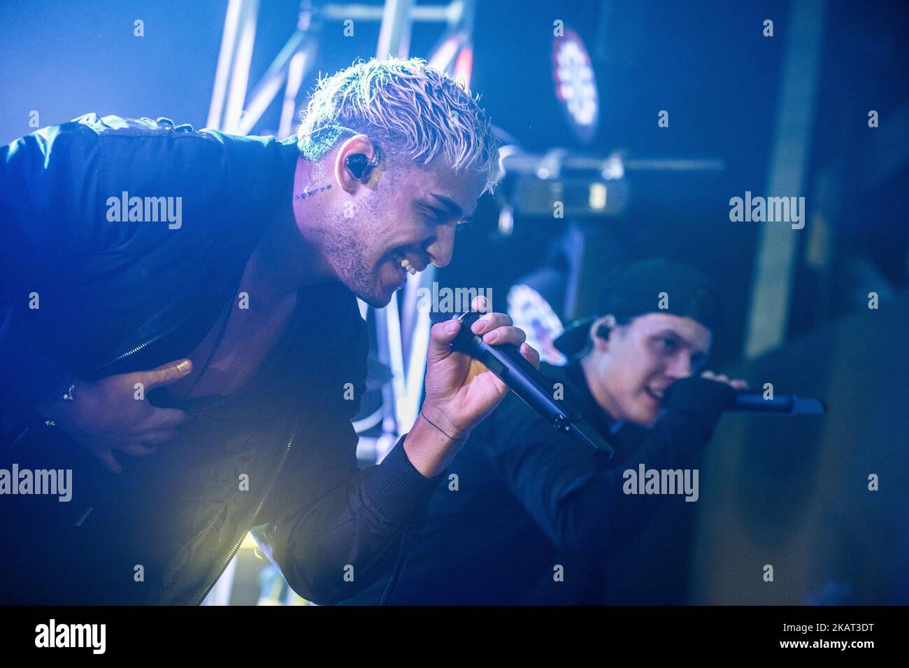 The Latin American boy band CNCO (members: Christopher Vélez, Richard ...