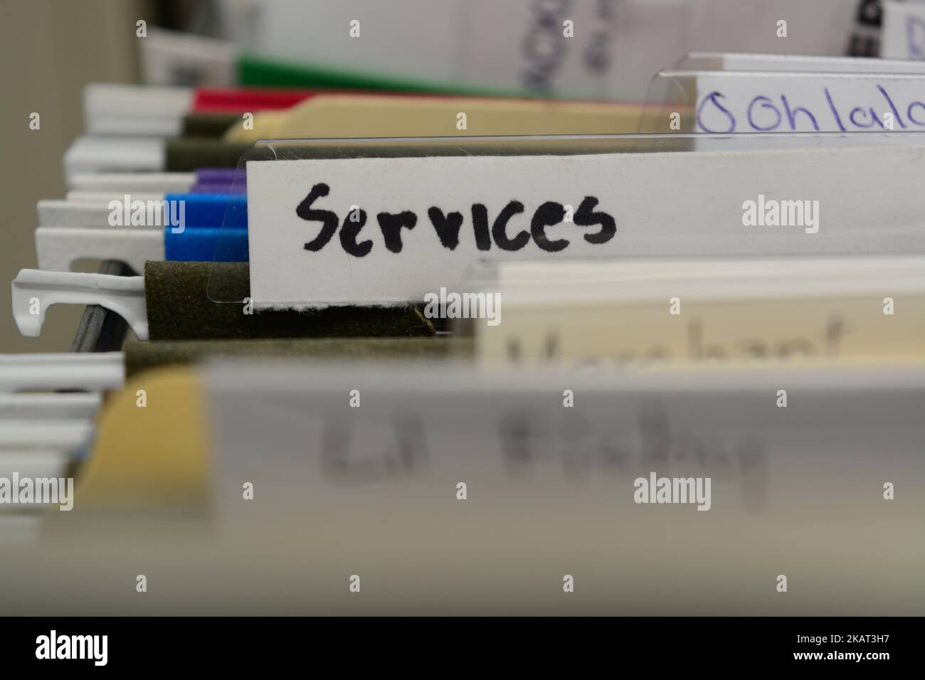 The office files and documents labeled as "services Stock Photo - Alamy