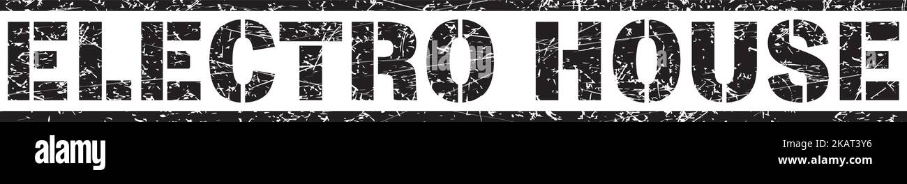 The names of music genres in dirty font, black and white, "electro ...