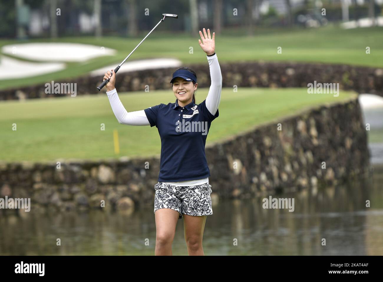In Gee Chun of South Korea celebrates after the birdie on the 18th hoe ...