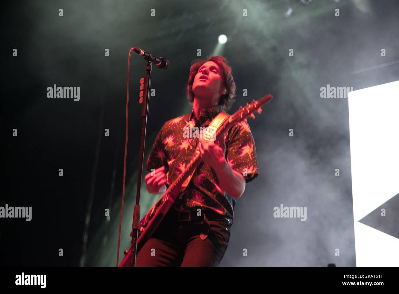 Northern Irish alternative rock band Ash perform live at Arena Wembley ...