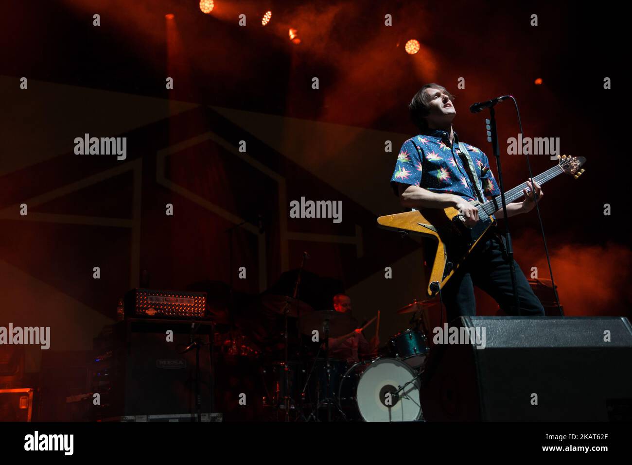 Northern Irish alternative rock band Ash perform live at Arena Wembley ...