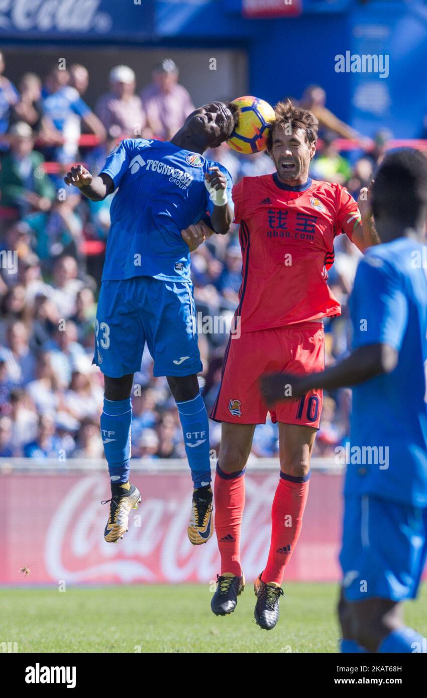 Amath (Getafe CF) and Xabi Prieto (Real Sociedad) during the La Liga ...