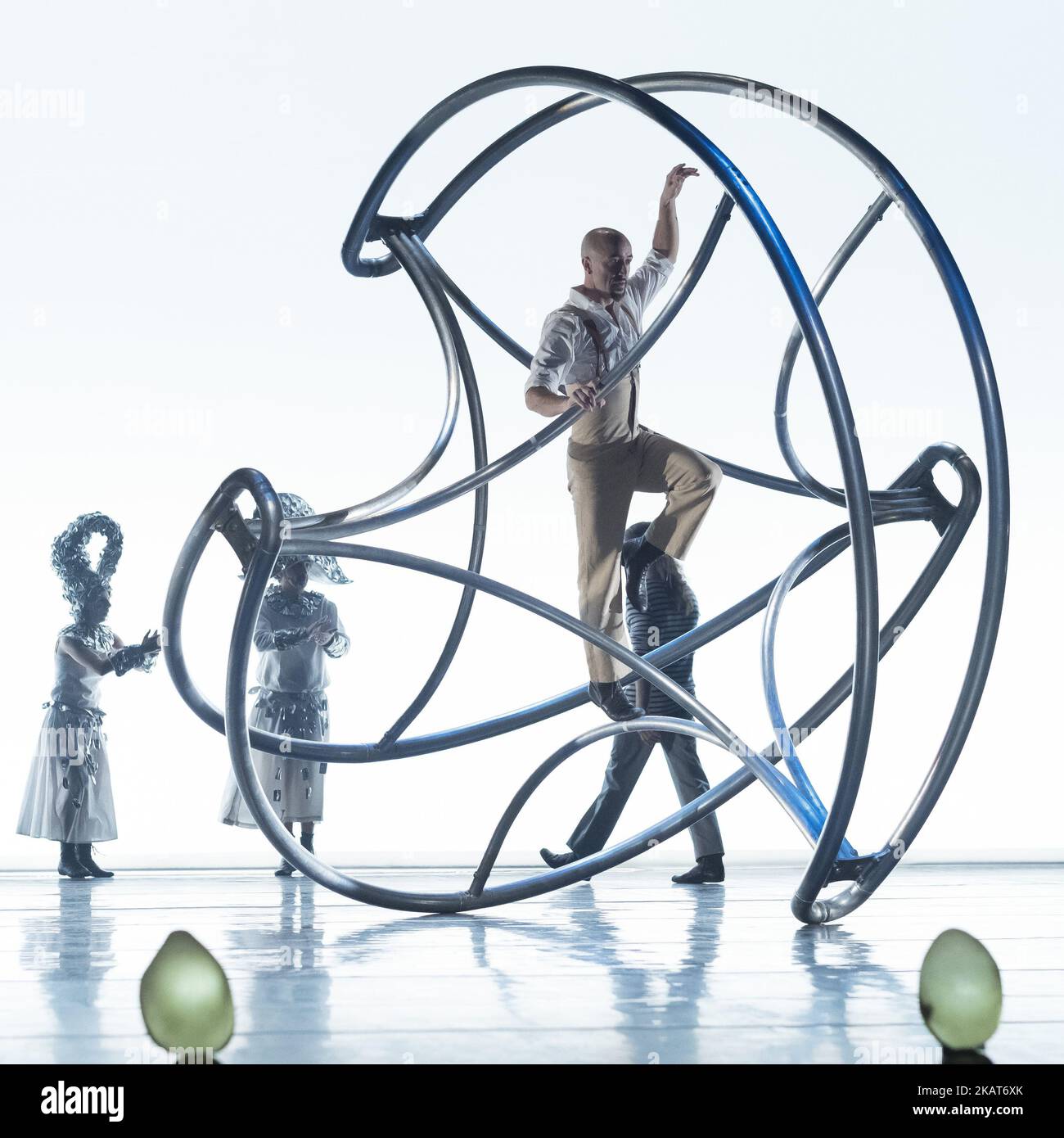 Actors during representation of the show 'LA VERITA' of the Compagnia ...