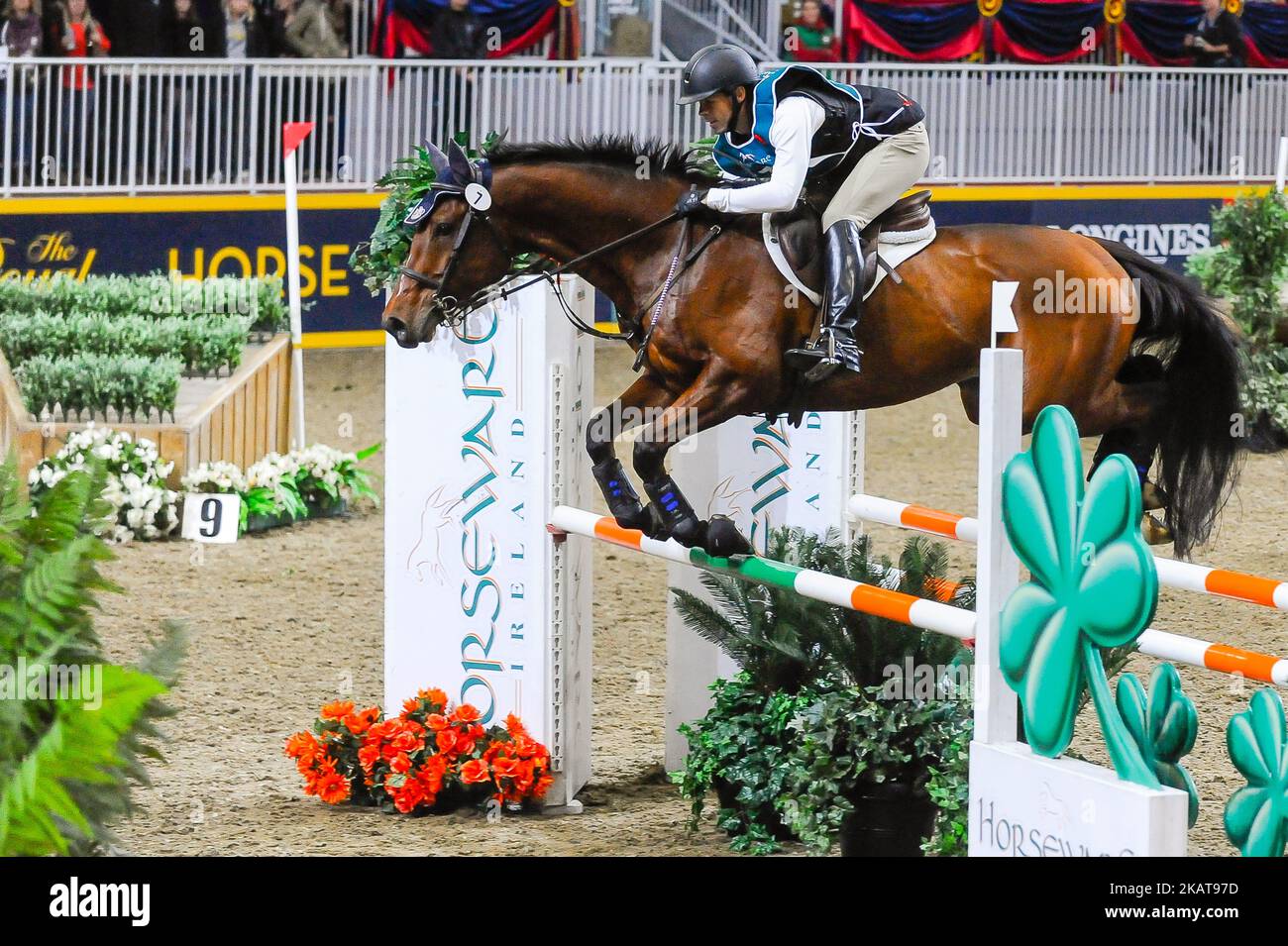 Rider is competing during the Royal Horse Show at throughout The Royal ...