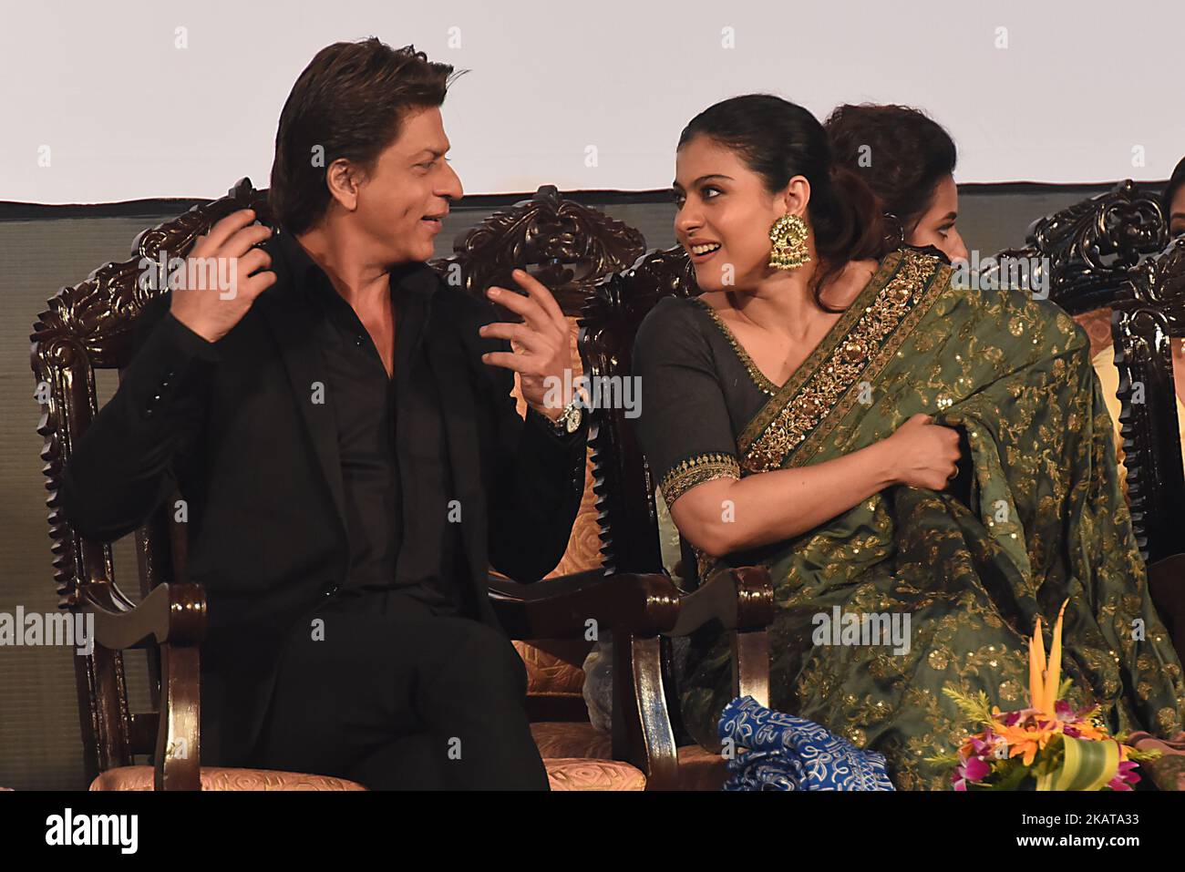 Indian star Actor Shah Rukh Khan and Actress Kajol at the Inauguration ...