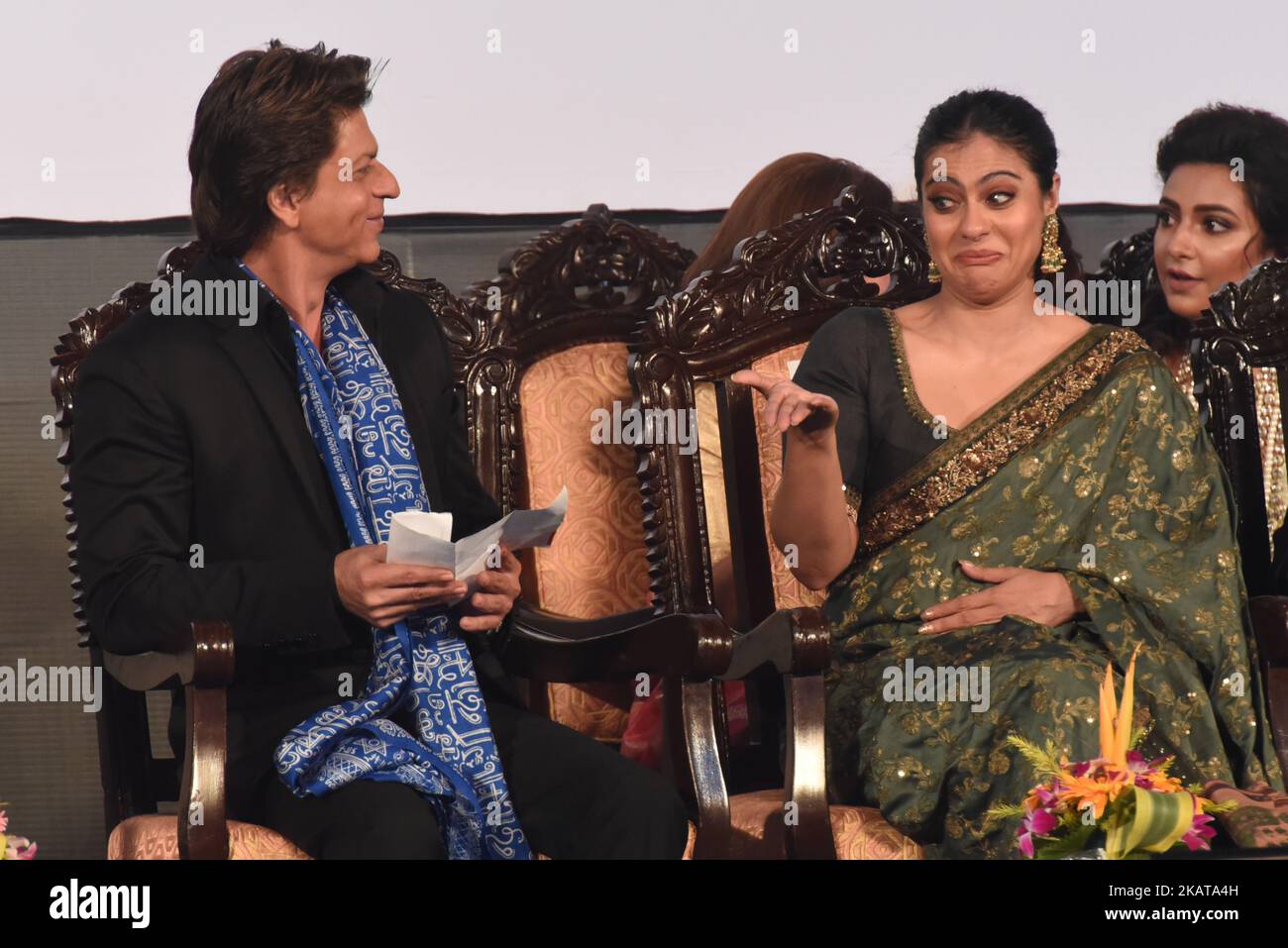 Indian star Actor Shah Rukh Khan and Actress Kajol at the Inauguration ...