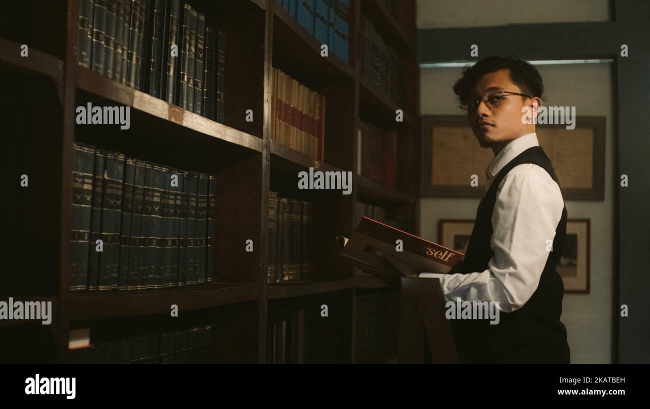 A librarian is checking the order of books in an old library. Beautiful ...