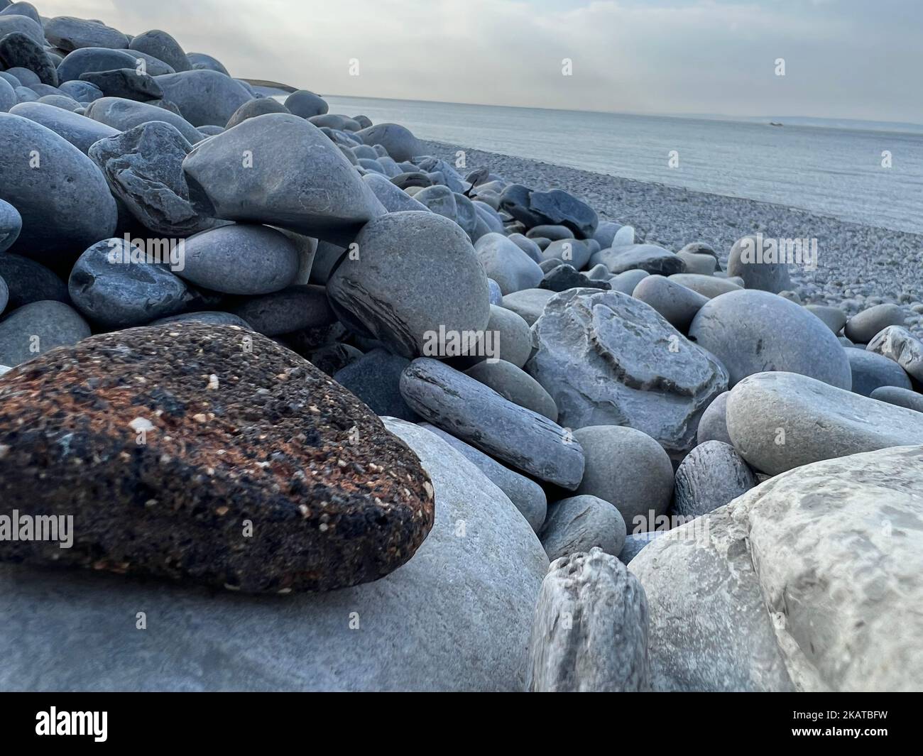 The Cold Knap beach against a cloudy sky in Barry, United Kingdom Stock ...