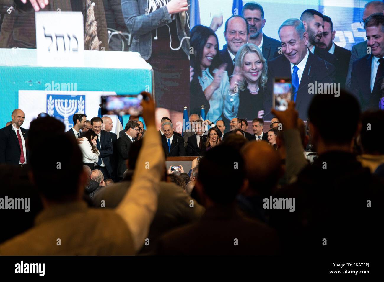 Jerusalem, Israel. 02nd Nov, 2022. The Likud party on stage at the ...