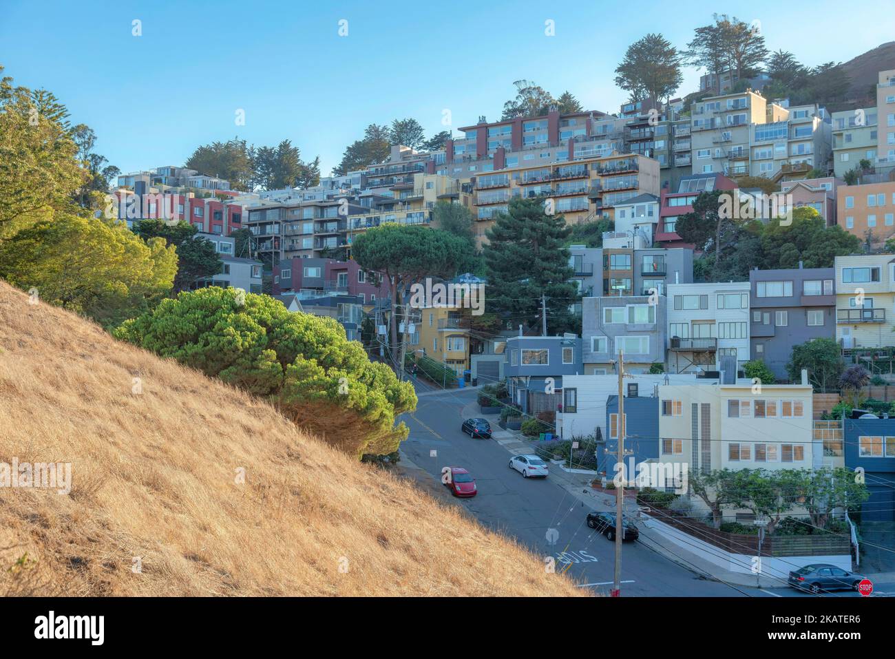 Residential area view from Kate Hill park at San Francisco, California ...