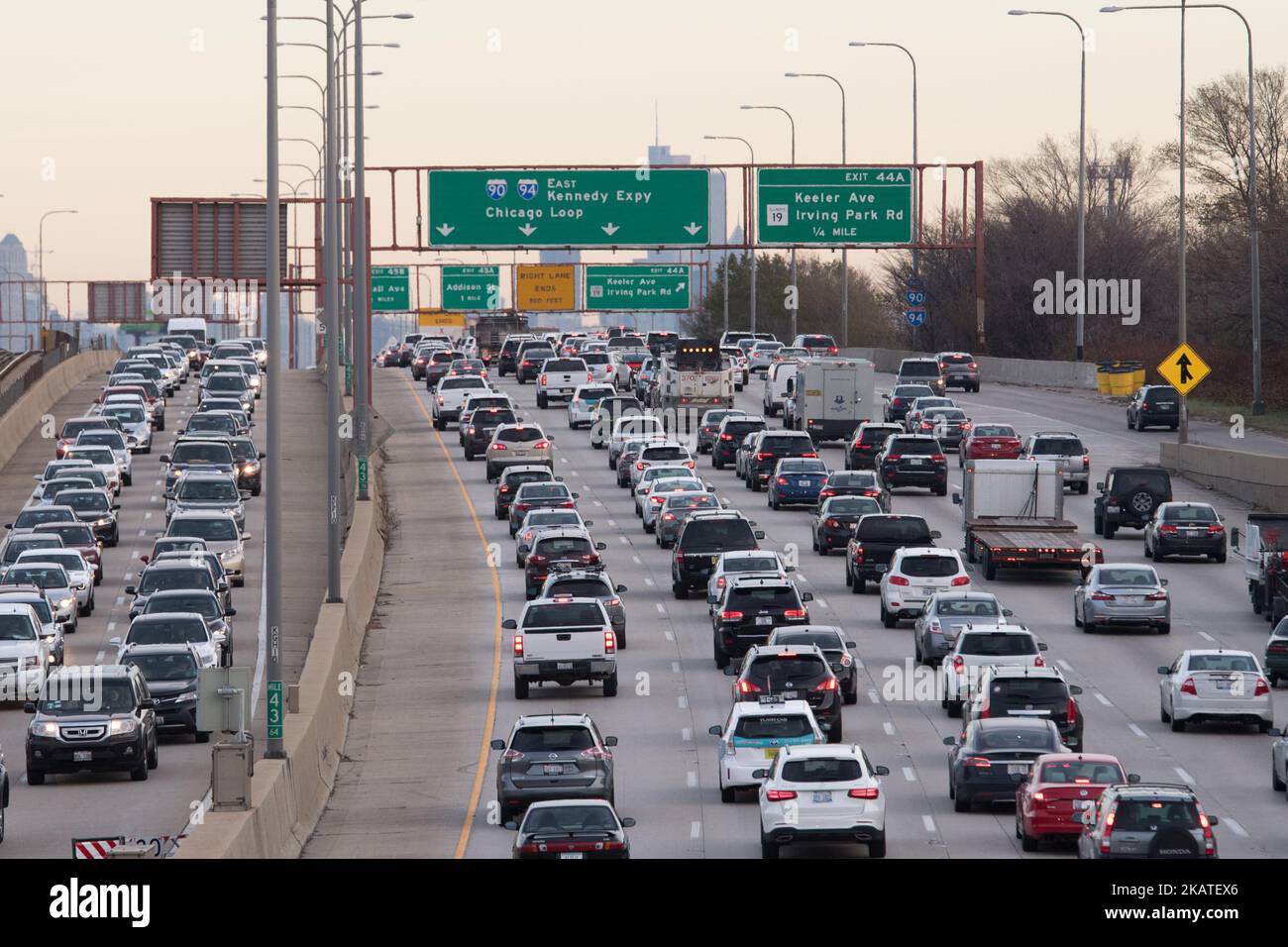 Masses Of Vehicles Move Slowly On The Montrose Ave Overpass At The 1 90
