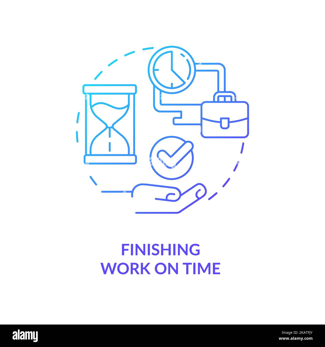 Finishing work on time blue gradient concept icon Stock Vector Image ...
