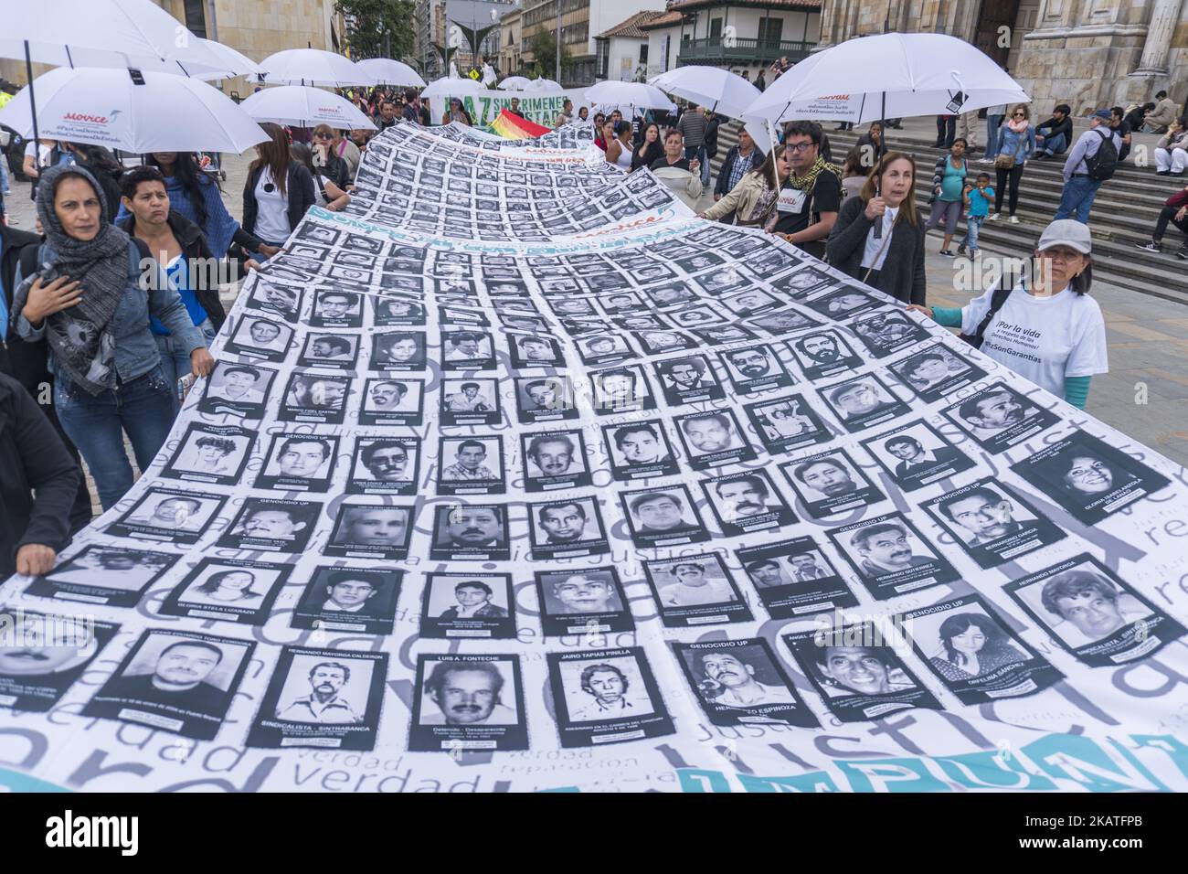 Pictures of missing people and victims of the armed conflict are ...