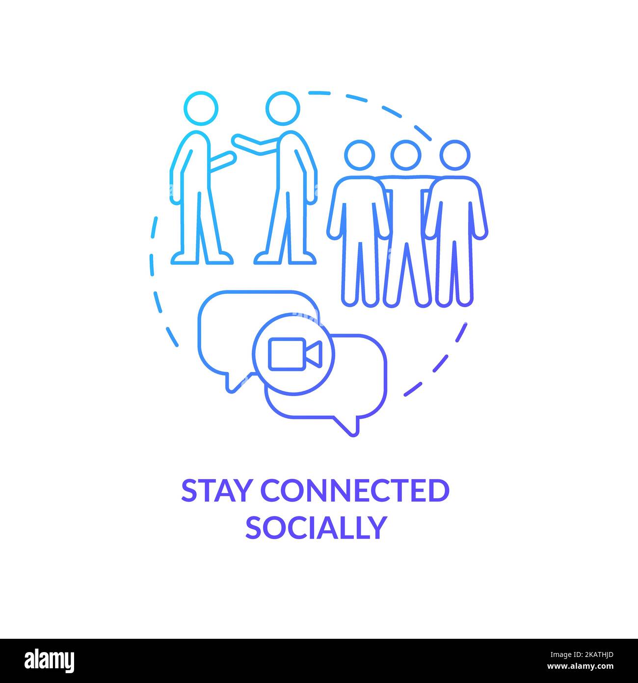 Stay connected socially blue gradient concept icon Stock Vector Image ...