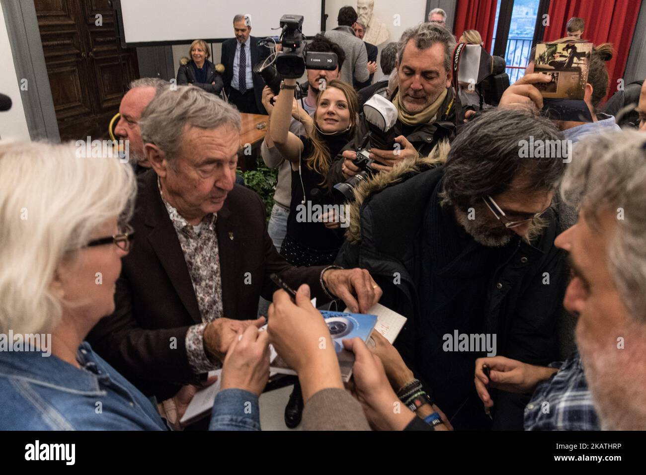 Pink Floyd drummer Nick Mason during a press conference in Rome to ...