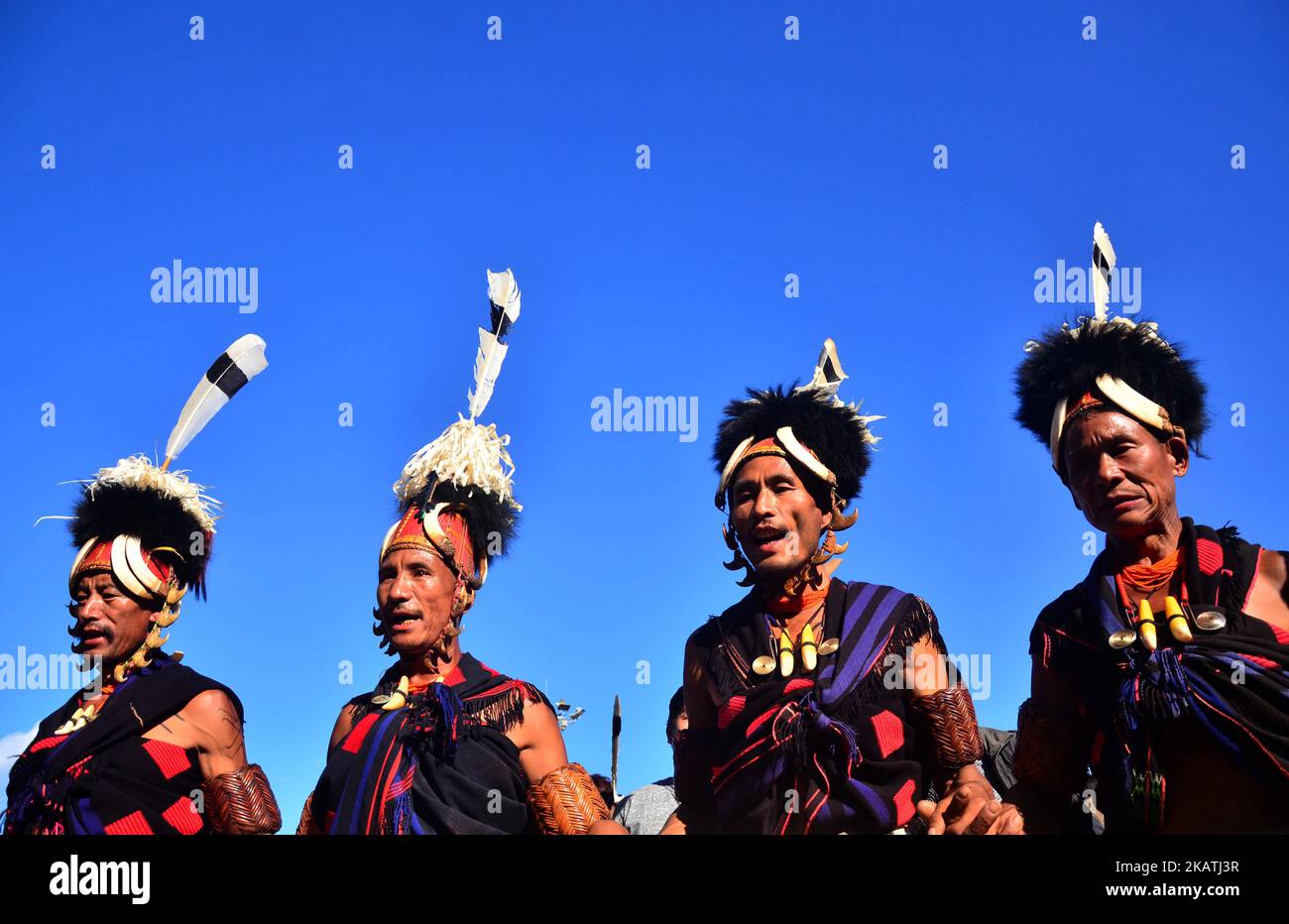 Khiamniungan Naga tribes perform on the first day of the Hornbill ...